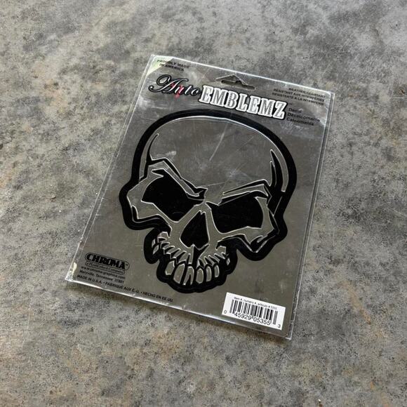 American Vintage | Design | Y2k Deadstock Chrome Skull Car Decal | Poshmark